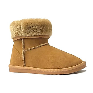 REDVOLUTION New Kids Classic Snow Boots Faux Fur Midcalf Outdoor Boots (Big Kid) (4030 camel, numeric_2)