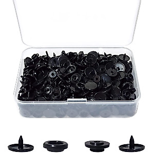 100 Sets T5 Plastic Snaps Round Resin Snaps Buttons for Clothing Diapers Crafting DIY Crafts (Black)
