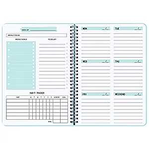 Undated Weekly Planner- Weekly Goals Notebook, A5 To Do List Planner with Spiral Binding, Weekly Goal Planner, 5.7 x 8.0 inches