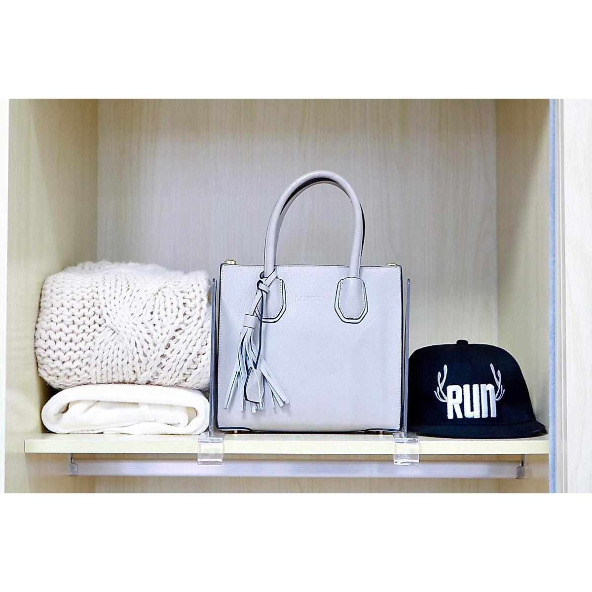 CY craft Acrylic Shelf Divider, Wood Shelf Dividers,Clear Closet Shelf Separators Clothing Organizer Perfect for Bedroom Shelving Organization and Kitchen Cabinet Shelf Storage,6 PCS