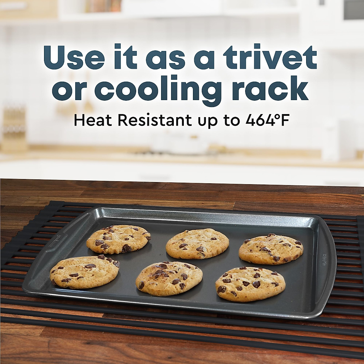 Zulay Kitchen Extra Large Roll Up Dish Drying Rack- Heavy Duty Silicone Wrapped Steel Rods Over Sink Dish Drying Rack - Versatile Roll Up Sink Drying Rack & Trivet (Gray),20.5 inches x 13 inches