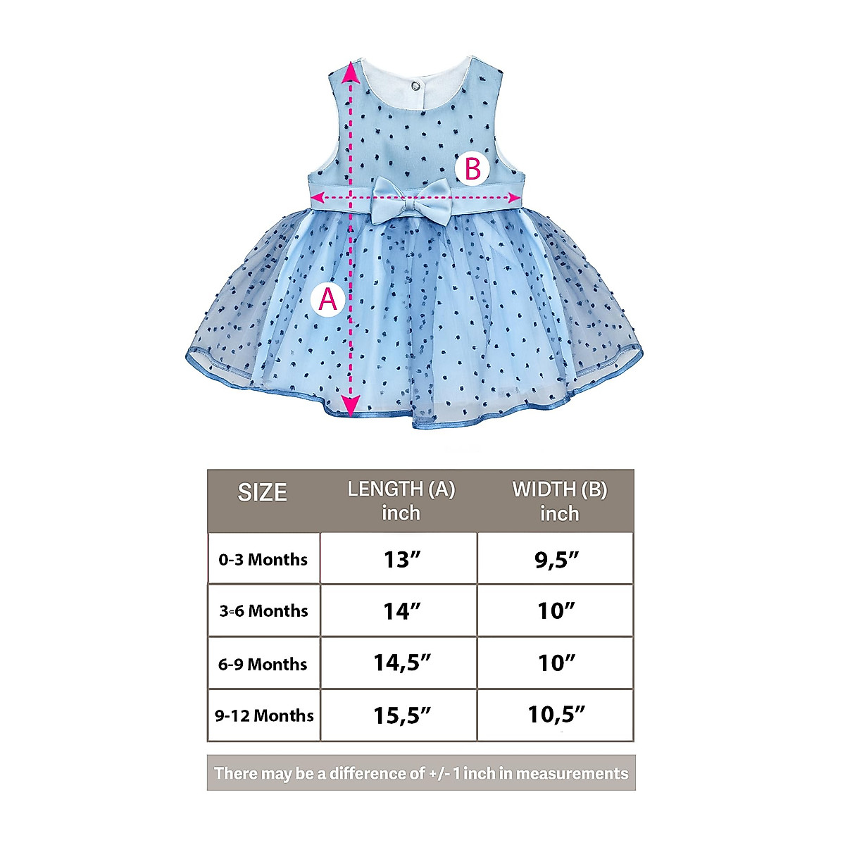 Lilax Baby Girl Lace Sleeveless Dot Tulle Dress Pageant 3 Piece Party Wedding Outfit (3-6 Months, Blue)