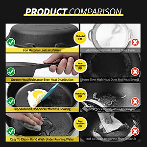 EDGING CASTING Pre-Seasoned Large Cast Iron Skillet 17 Inch, Dual Handle Outdoor Camping Frying Pan, Pizza Pan, Use for Grill, Stovetop, Induction, Oven Safe Cookware