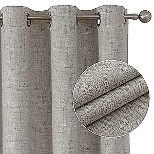 Joydeco Blackout Curtains 63 inch Length 2 Panels Set, Linen Textured Room Darkening Curtains 63 Inches Long, Thermal Insulated Grommet Black Out Curtains for Living Room(42x63 inch, Greyish White)