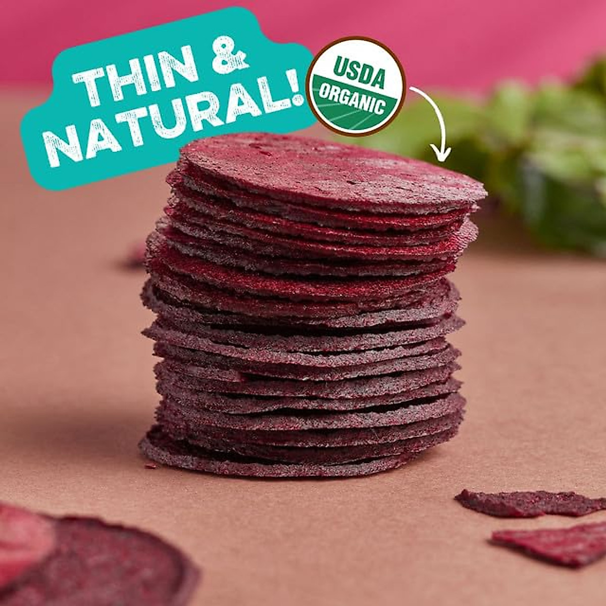 Good Chips Beet & Yacon - Crispy, Baked, No Oil, No Added Salt - Organic, High Fiber, Prebiotic Superfood - Healthy, Vegan Snack - 0.7 oz, Pack of 12