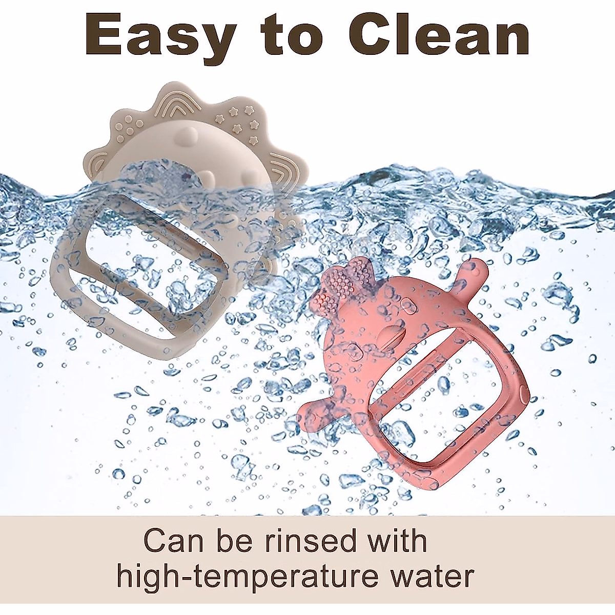 Baby Teething Toys, JUSONEY 2 Packs Anti-Drop Silicone Teething Mitten for Babies 3+ Months, Baby Teething Gloves 3D Chicken and Triceratops Shape Wrist Hand Teethers for Sucking Needs