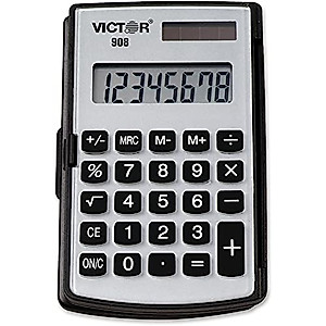 Victor 908 Standard Function Calculator, Black, 2.9" x 4.4" x 0.4"