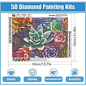 Succulent Diamond Painting Kits for Adults - 5D Diamond Art Kits for Adults Kids Beginner,DIY Flowers Full Drill Paintings with Diamonds Gem Art for Adults Home Wall Decor 11.8x15.7inch