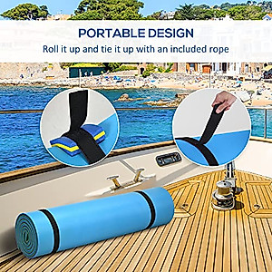 Soozier 12' x 5' Lily Pad Floating Mat with Cup Holder Table, 3-Layer Portable Roll-Up Water Mat Float Dock for 2-3 People, on Lake, River, Beach, Swimming Pool, Green
