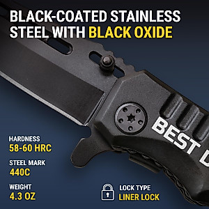 Gifts for Men - Stocking Stuffers for Adults - Mens Gifts Ideas - Cool Pocket Knife ‘BEST DAD EVER’ - Best Christmas Gifts for Dad Husband - Holiday Gift for Stepdad Father - 6681 BDE