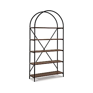 Signature Design by Ashley Galtbury Mixed Media Modern 5 Shelf Bookcase, Brown & Black