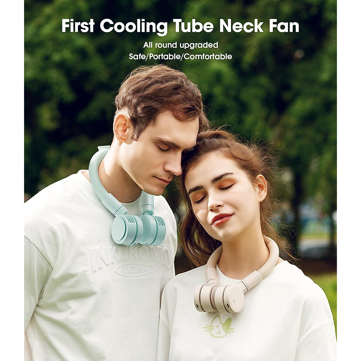 LEMOISTAR Portable Neck Fan, Hands Free Bladeless Fan, 360° Cooling Personal Fan, Battery USB Rechargeable 3 Speed Adjustable Wearable Fan for Outdoor Indoor Office Travel Sports Women(Blue)