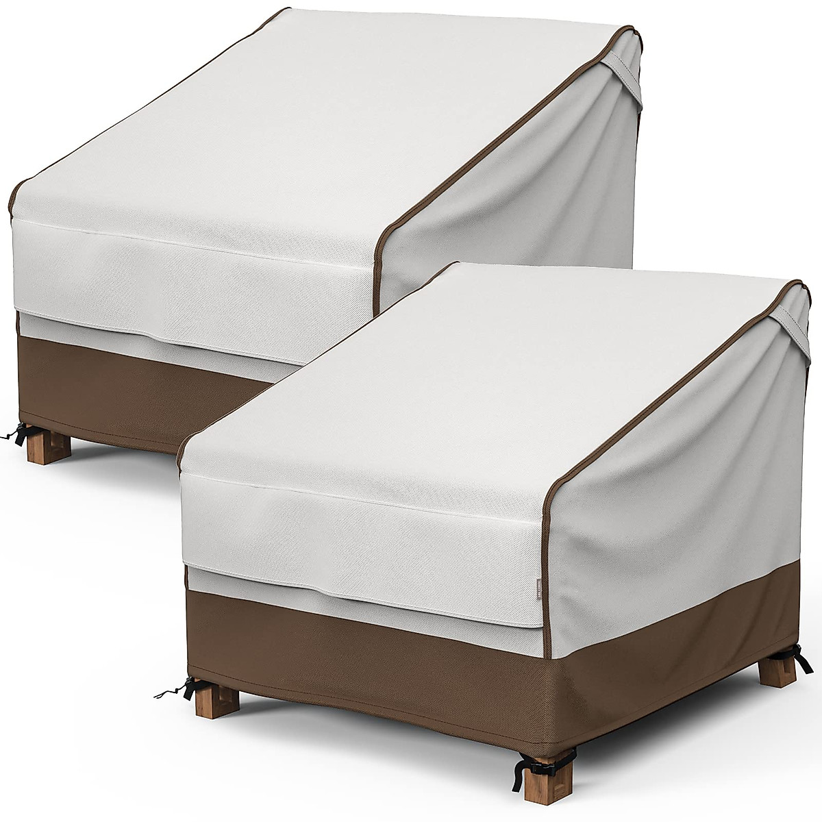 MR. COVER Patio Chair Covers Waterproof for 35-38 Inch Outdoor Chairs, Sturdy 600D Polyester & Double-Stitched Seams, Beige (2-Pack)