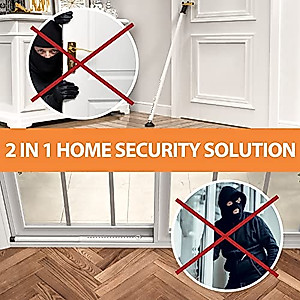 YeYeBest Door Security Bar & Sliding Patio Door Security Bar, Sliding Door Lock for Patio Door, Sliding Door, Window, Apartment, Home, Hotel Room, Removable Security Jammer Bar, White