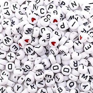 500PCS Acrylic Small White Letter Beads for Jewelry Making Alphabet Beads for Bracelets Kit Letters Beads for Necklace Making