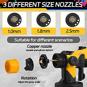 Cordless Paint Sprayer Compatible with DEWALT 20V Battery,HVLP Spray Paint Gun with Motor and Copper Nozzle,600W Cordless Paint Sprayer for Home Interior and Exterior, House Painting(Tool Only)