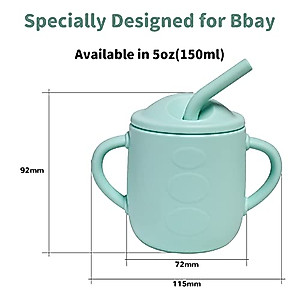 Adocham 100% Silicone Baby Cup With Straw & 2 Handles,Food Grade Toddler Infant Sippy Training Cups Spill Proof,BPA-Free,6 Months+,5oz (Cyan)