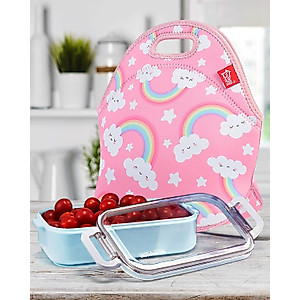 yookee home Lunch Bag Kids Small Lunch Bag Girls Thermal Lunch Box Insulated Lunch Tote Bags Reusable Washable Neoprene Lunch Bags for Girl Preppy Lunchbox Lightweight Meal Prep Bags for School