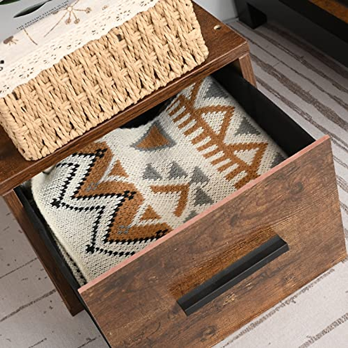 usikey 8 Tiers Vertical Shoe Rack, Wooden Narrow Shoe Tower with Bottom Drawer, Tall Shoe Rack Organizer, Space Saving Shoe Storage Shelf Stand for Small Space, Entryway, Rustic Brown