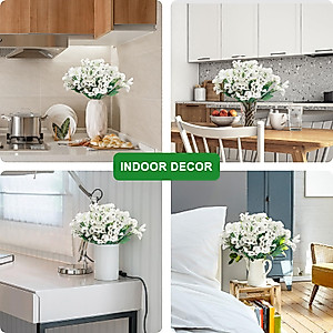 Aufind 12 Bundles Artificial Flowers, Outdoor Indoor UV Resistant Fake Flowers No Fade Faux Plastic Greenery Shrubs Garden Porch Window Box Decorating