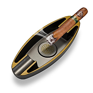 CIGARWONG Cigar Ashtray with 2 Cigar Holder Portable Travel Ashtray Unique for Outdoors Indoors