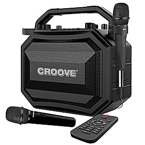 Portable Karaoke Machine Party Box with Bluetooth/AUX/USB/SD Card Connectivity, 2 Wireless & Wired Microphones, and Advanced Audio Controls