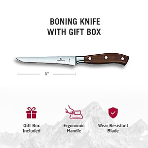 Victorinox Grand Maitre Boning Knife - Kitchen Knife for Cutting Meat - Premium Cooking Knife for Home Kitchen Essentials - Wood Handle, 6"
