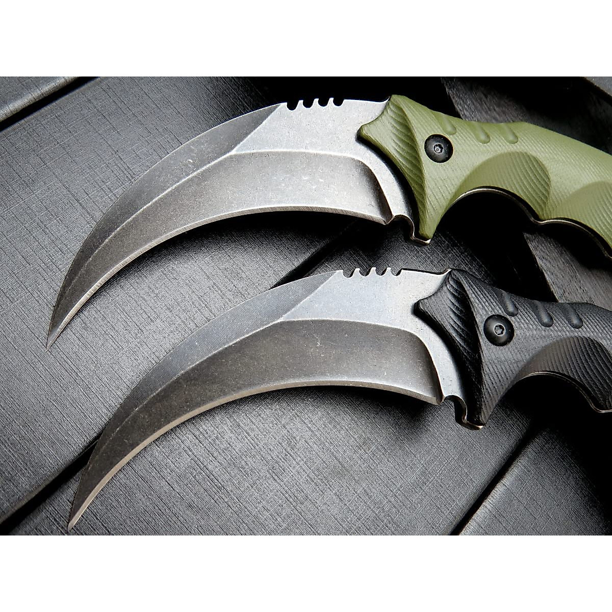 Gtkii Gtk111 Claw Knife D2 Steel Blade Non-Slip G10 Handle Fixed Blade Knife with Kydex Sheath for Outdoor Camping Hunting EDC Tool(Army Green)