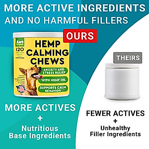 BARK&SPARK Calming Hemp Treats for Dogs - Made in USA with Hemp Oil - Anxiety Relief - Separation Aid - Stress Relief During Fireworks, Storms, Thunder - Aggressive Behavior, Barking - 120 Soft Chews