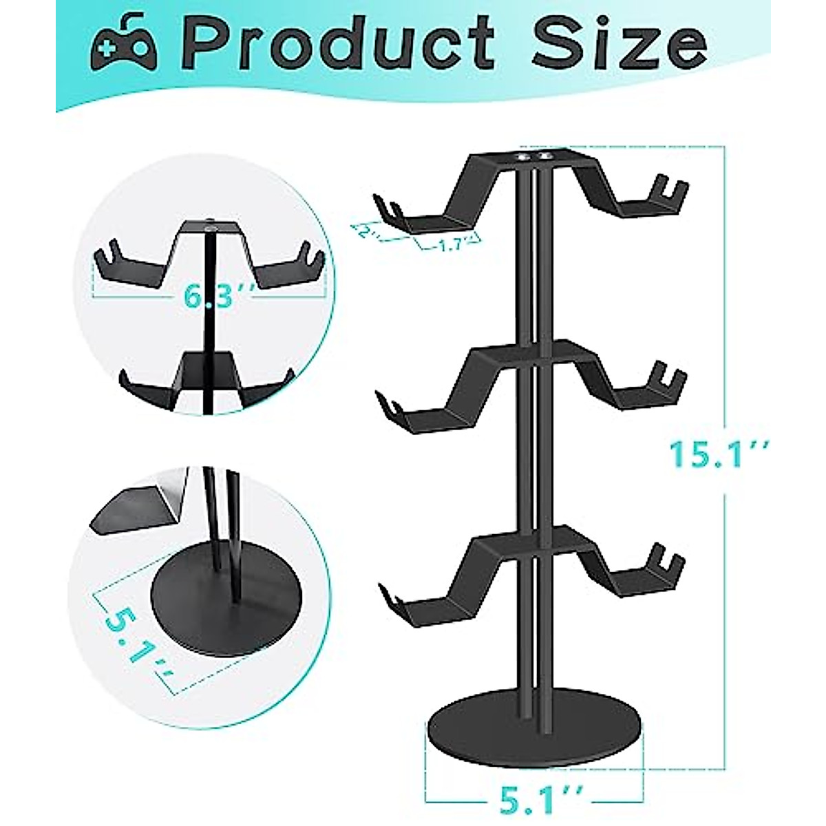 Ahomiwow Controller Holder Display Storage 3 Tier Hook for Desk Organizer Stand Hanger Neat Game Controller Hangers for All Universal PC Accessories Easy Assembly Space Save