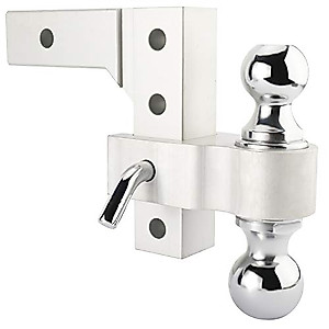 NovelBee Aluminum Adjustable Trailer Hitch Receiver with 2" and 2-5/16" Dual Ball Mount Fit 2" Receiver