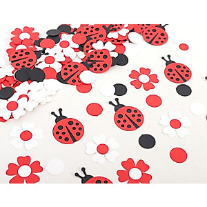 Ladybug Party Confetti - Ladybug Table Decorations, Red Black White Circle ladybug Confetti, Ladybug Birthday Decor, Ladybug Themed Wedding/Bridal Shower/Baby Shower Party Decor (180PCS)