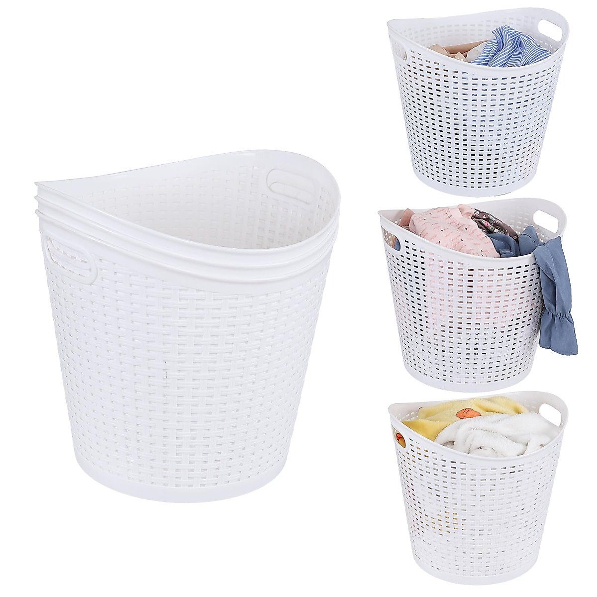 Sadstory 40 L Plastic Laundry Hamper, Large Plastic Storage Baskets, White, 6 Packs