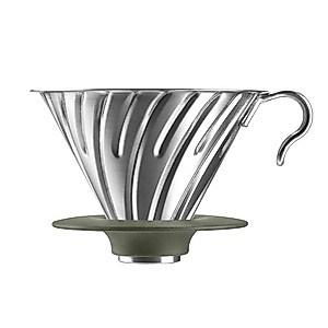 HARIO O-VDM-02-HSV V60 Metal Dripper, For 1 to 4 Cups, Silver, Made in Japan