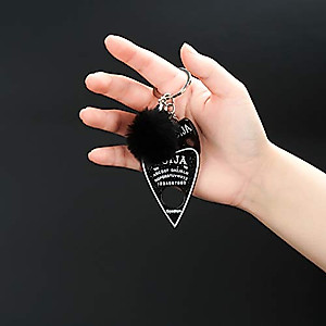 SNcek Women Ouija Board Resin Pompom Charms Car Wallet Cute Keychains Accessories For Key Chains Women For Car Keys Handbag Keyring Gothic Gift (Black)