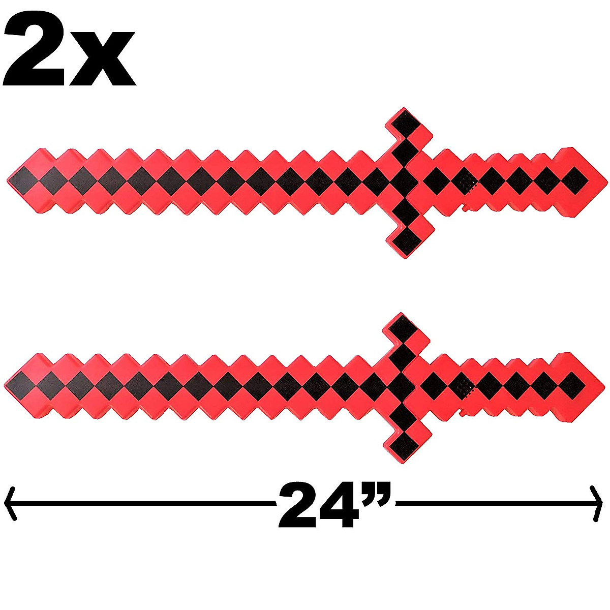 P&F Pack of 4 Light Up Classic Diamond Pixel Sword with Color Led Flashing & Sound