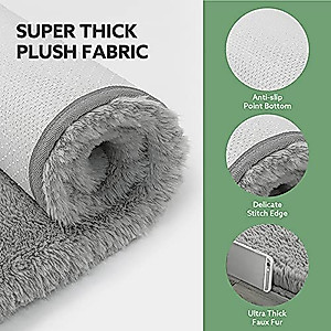 Chloelov Soft Thick Fluffy Faux Fur Area Rug for Living Room 5' x 8', Luxury Plush Shaggy Fuzzy Bedside Rugs for Bedroom Dorm Nursery, No-Slip Large Furry Cozy Accent Carpet Mats for Sofa Floor, Grey