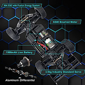 EXBONZAI Remote Control Car 1/12 Hobby RC Buggy 4WD RTR Off-Road RC Drift Car 2.4G for Adults High Speed Racing RC Cars 48+KM/H with 2 Batteries Aluminum Alloy Shock Tower, Kraze (Blue)