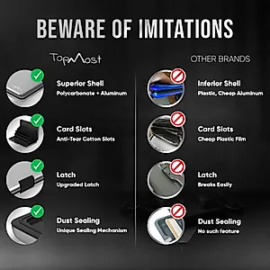 TopMost Aluminum Wallet, Card Case Wallet, Metal RFID Credit Card Holder for Men & Women, 6 Cotton Slots for 12 Cards And Bills, Rfd Protective (Silver)