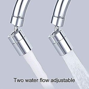 Faucet Aerator,Dual Function 360 Degree Swivel Sink Aerator,Big Angle 80 Degree Rotation 2 Sprayer Kitchen Faucet Aerator,55/64 Inch-27UNS Female Thread,2.5GPM,Polished Chrome