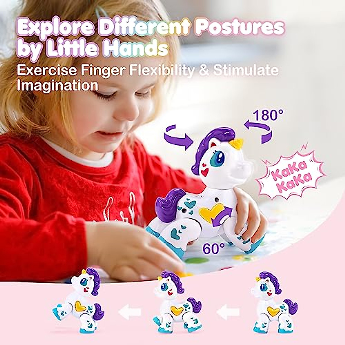 hahaland Toddler Girl Toys Unicorn Toy for 1 Year Old Girl, Musical Light up Kid Girl Interactive Travel Toys, Baby Toys 12-18 Months, 1+ Year Old Girl Birthday Gifts