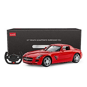 RASTAR RC Car | 1/14 Scale RC Mercedes-Benz SLS AMG Remote Control Car for Kids, Benz Model Car with Open Doors/Working Lights - Red