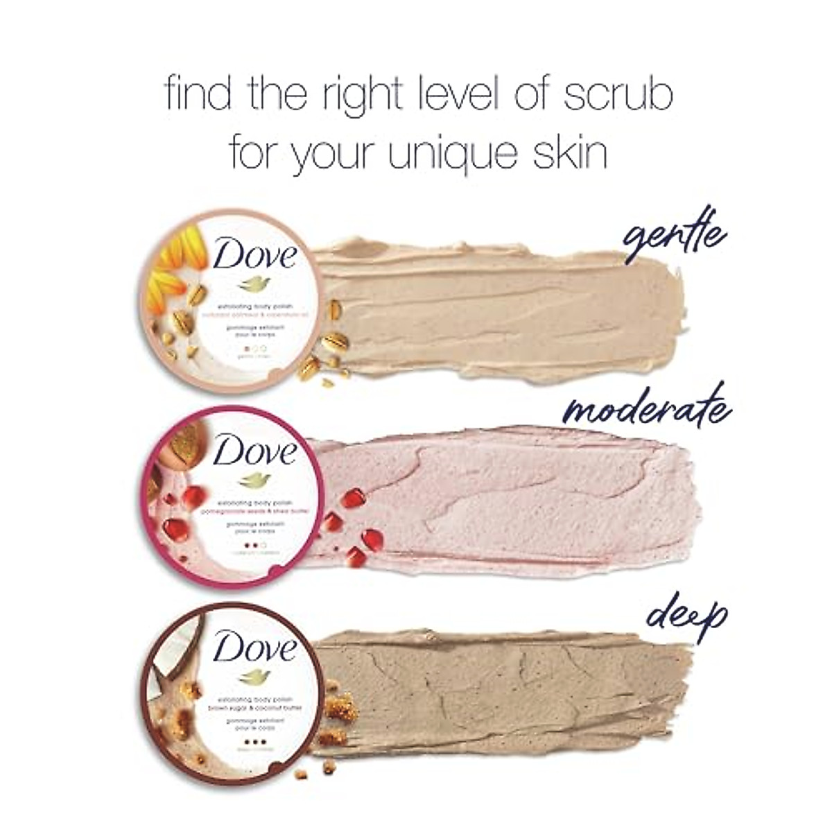 Dove Exfoliating Body Polish Scrub for Silky Skin Oatmeal & Calendula Oil Body Scrub Exfoliates & Gives Lasting Nourishment 10.5 oz