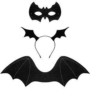 Luinabio Halloween Bat Costume Accessory Bat Ears Headband and Bat Eye Mask for Halloween Party, Cosplay, Costume Ball, Carnival