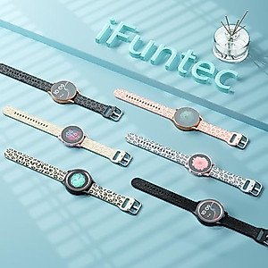 Upgraded Two-Tone Leopard Engraved Bands Compatible with Samsung Galaxy Watch 6/5/Watch 4 40mm 44mm for Women, Samsung Galaxy Watch 5 Pro 45mm/Galaxy Active 2/Galaxy Watch 3, 20mm Soft Silicone