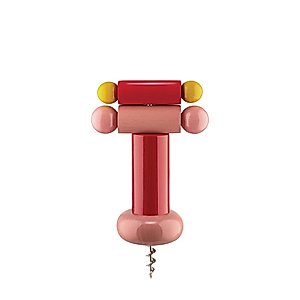 Alessi Corkscrew in beech-wood, red, yellow and pink. Alessi 100 Values Collection.