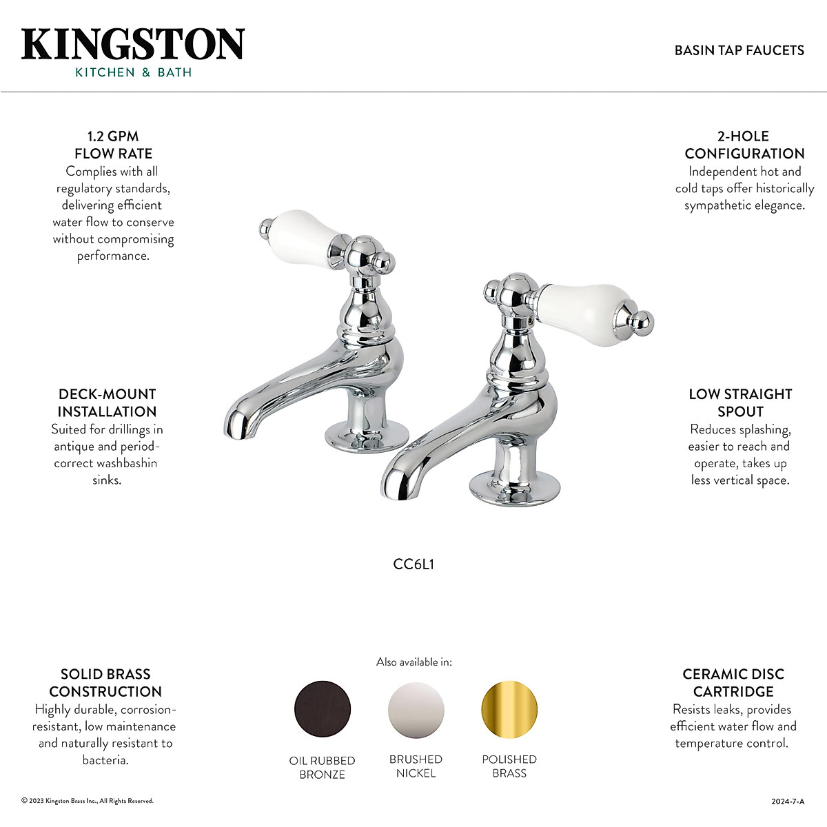 Kingston Brass CC6L1 Bel-Air Bridge Kitchen Faucet with Brass Sprayer, Polished Chrome