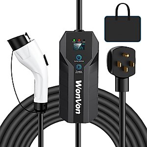 WonVon 32 Amp Level 2 EV Charger,23 Ft Portable Charger with NEMA 14-50P 240V J1772 Charging Cable, Adjustable&Smart Timing Charging in EV Charging Station.