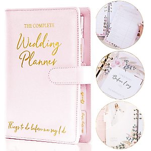 Wedding Planner Book and Organizer for The Bride 2021 -Pink Faux Leather, Gold foil Stamped 'Busy Planning Our Wedding Day' Wedding Binder Engagement Gifts for Women