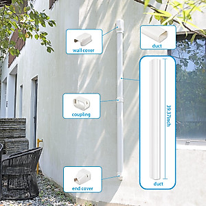 GUYAAC 3" W 7.5Ft L Air Conditioner Decorative PVC Line Cover Kit for Mini Split Air Conditioners and Heat Pumps